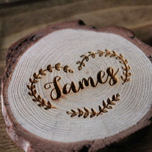 10 X Rustic Log Slice Place Names Personalised Engraved Burned Settings ...