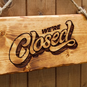 Rustic Wooden Open Closed Sign Double Sided Burned on Wood - Etsy