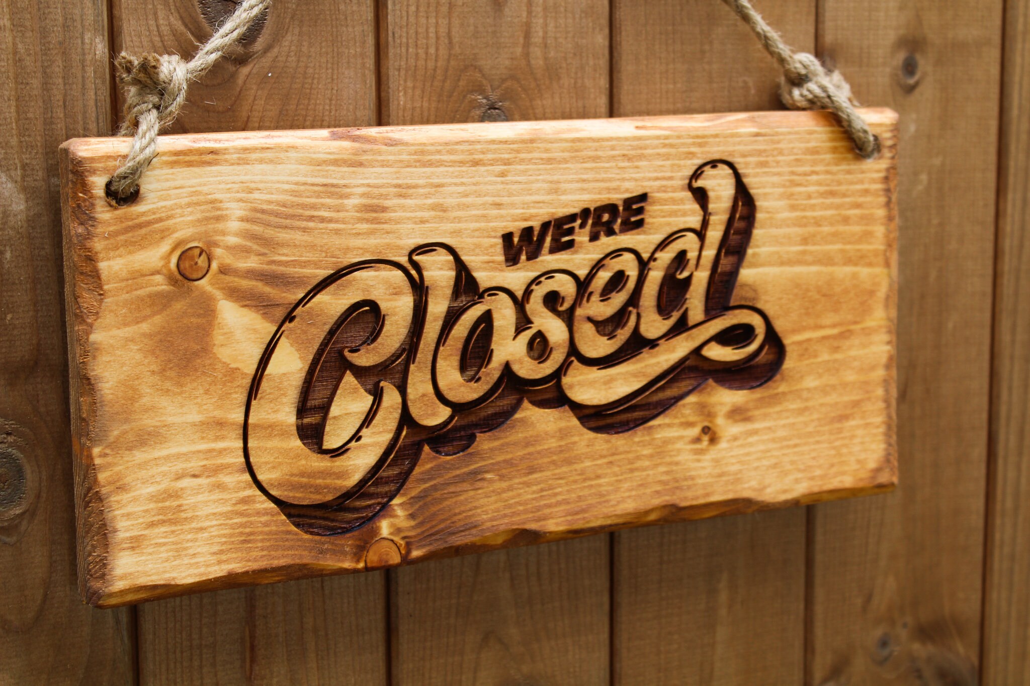 Rustic Wooden Open Closed Sign Double Sided Burned on Wood Sustainable ...