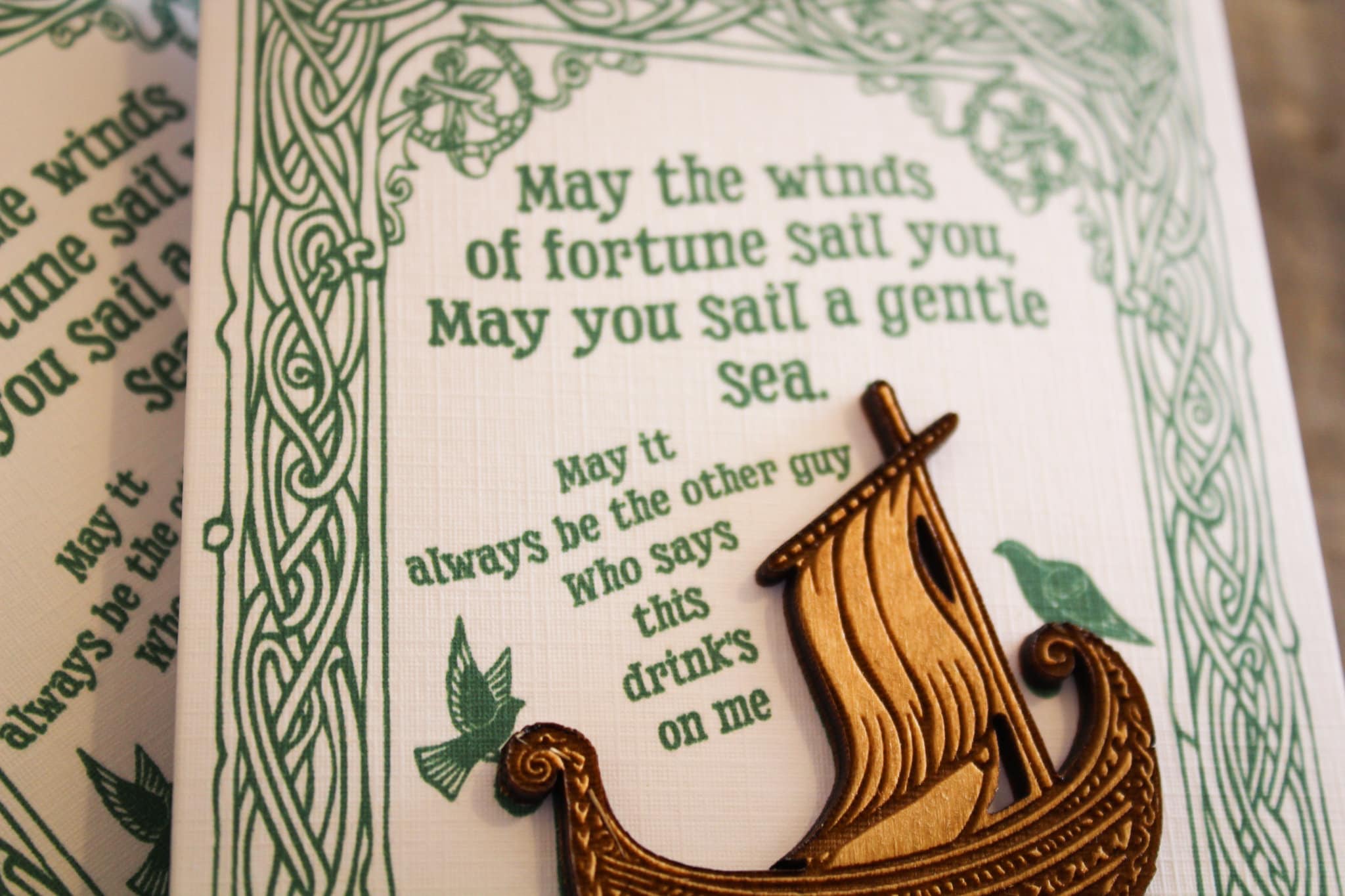 Fathers Day Card Wooden Irish Blessing Sailor Gaelic Expression Boat ...