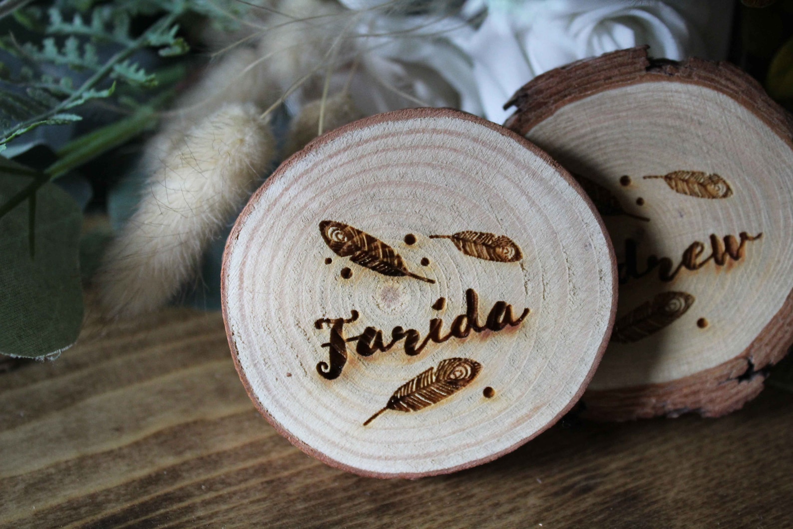 10 X Rustic Log Slice Place Names Personalised Engraved Burned - Etsy UK