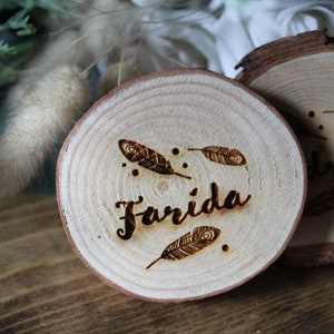 10 X Rustic Log Slice Place Names Personalised Engraved Burned Settings ...