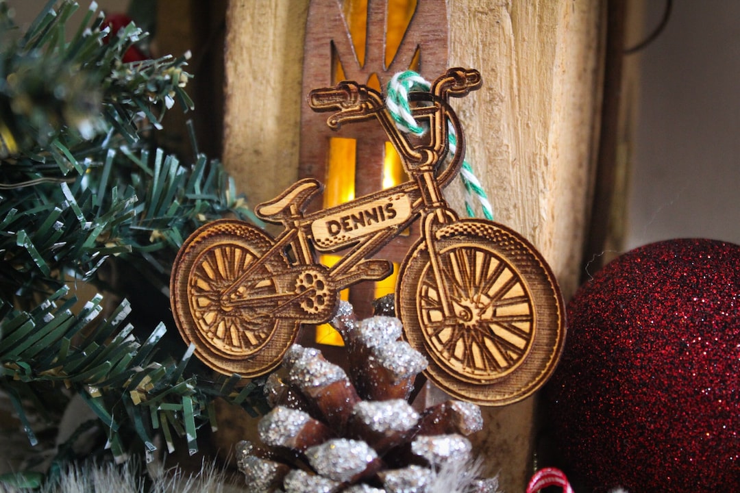 Personalised BMX Bike Christmas Ornament Wood Custom Bauble Laser ...