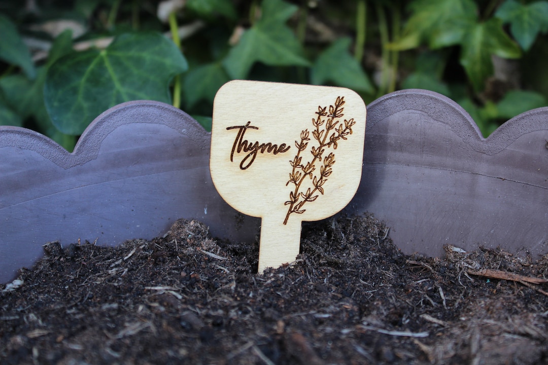 Wooden Engraved Herb Plant Stakes Labels Tags Vegetable Garden Rustic ...