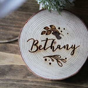 10 X Rustic Log Slice Place Names Personalised Engraved Burned Settings ...