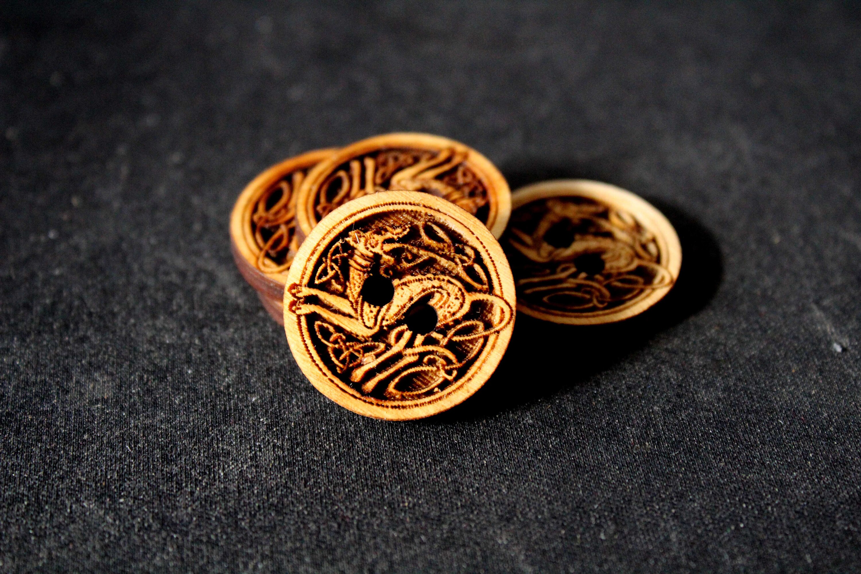 Celtic Wooden Buttons Wood Crafts Irish Design Button Flair - Etsy