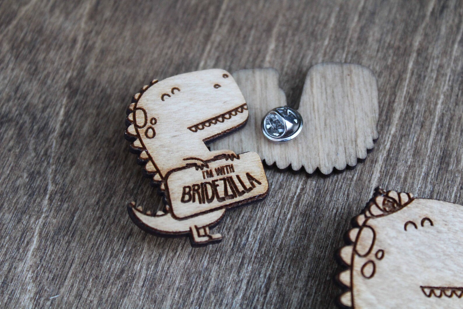 Bridezilla Bride Wedding Team Hen Party Bridesmaid Shower Wooden Pin ...