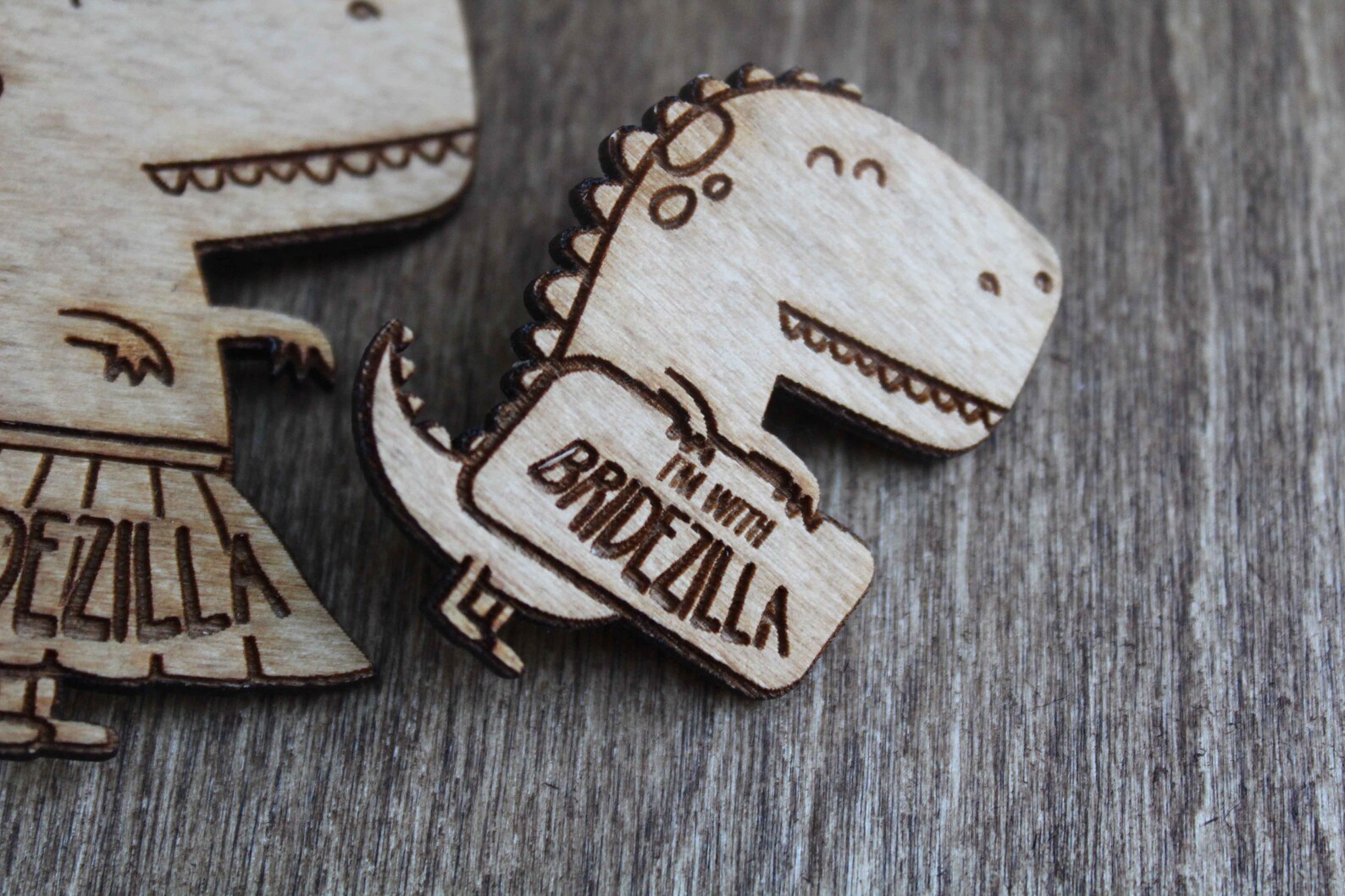Bridezilla Bride Wedding Team Hen Party Bridesmaid Shower Wooden Pin ...