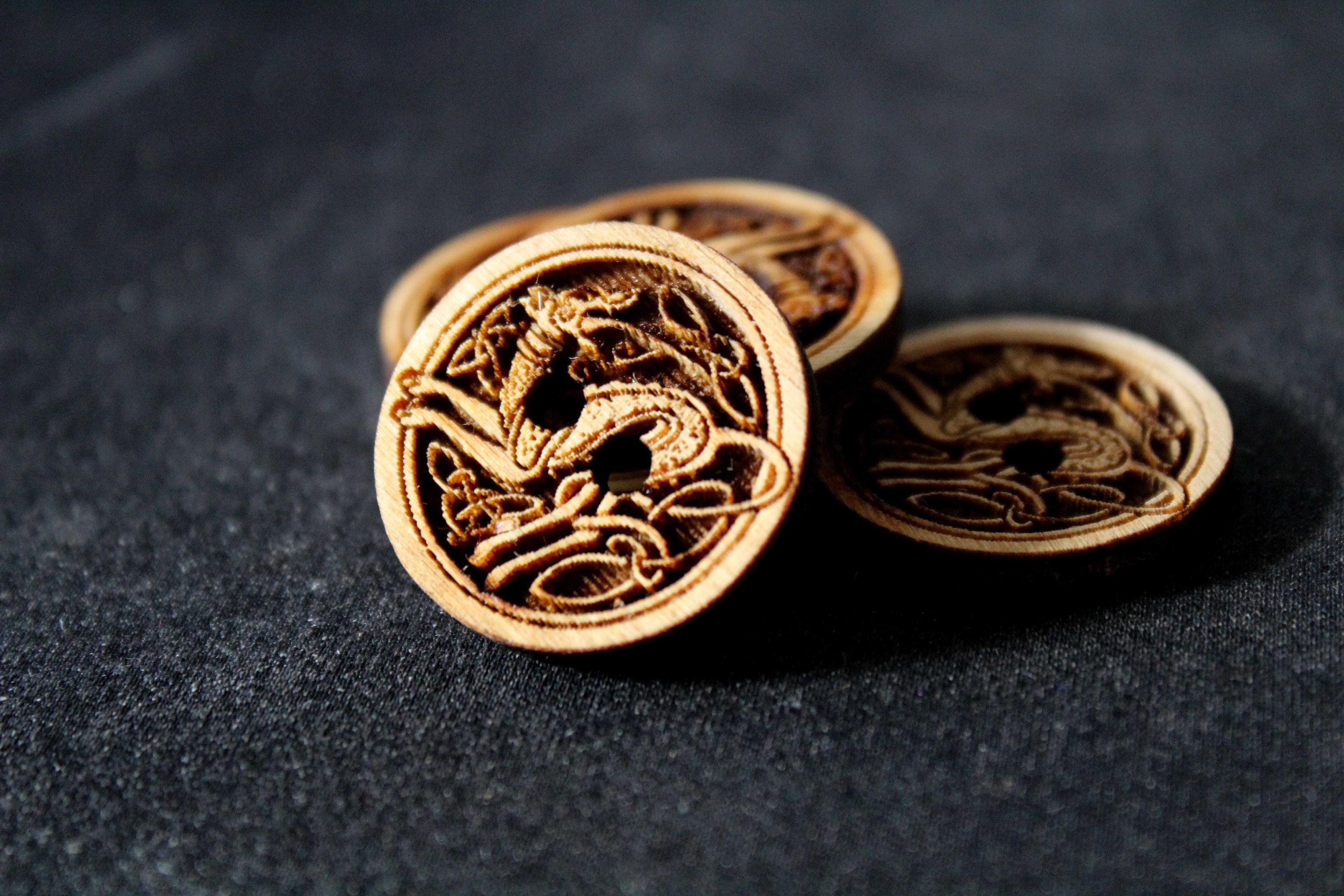 Celtic Wooden Buttons Wood Crafts Irish Design Button Flair - Etsy