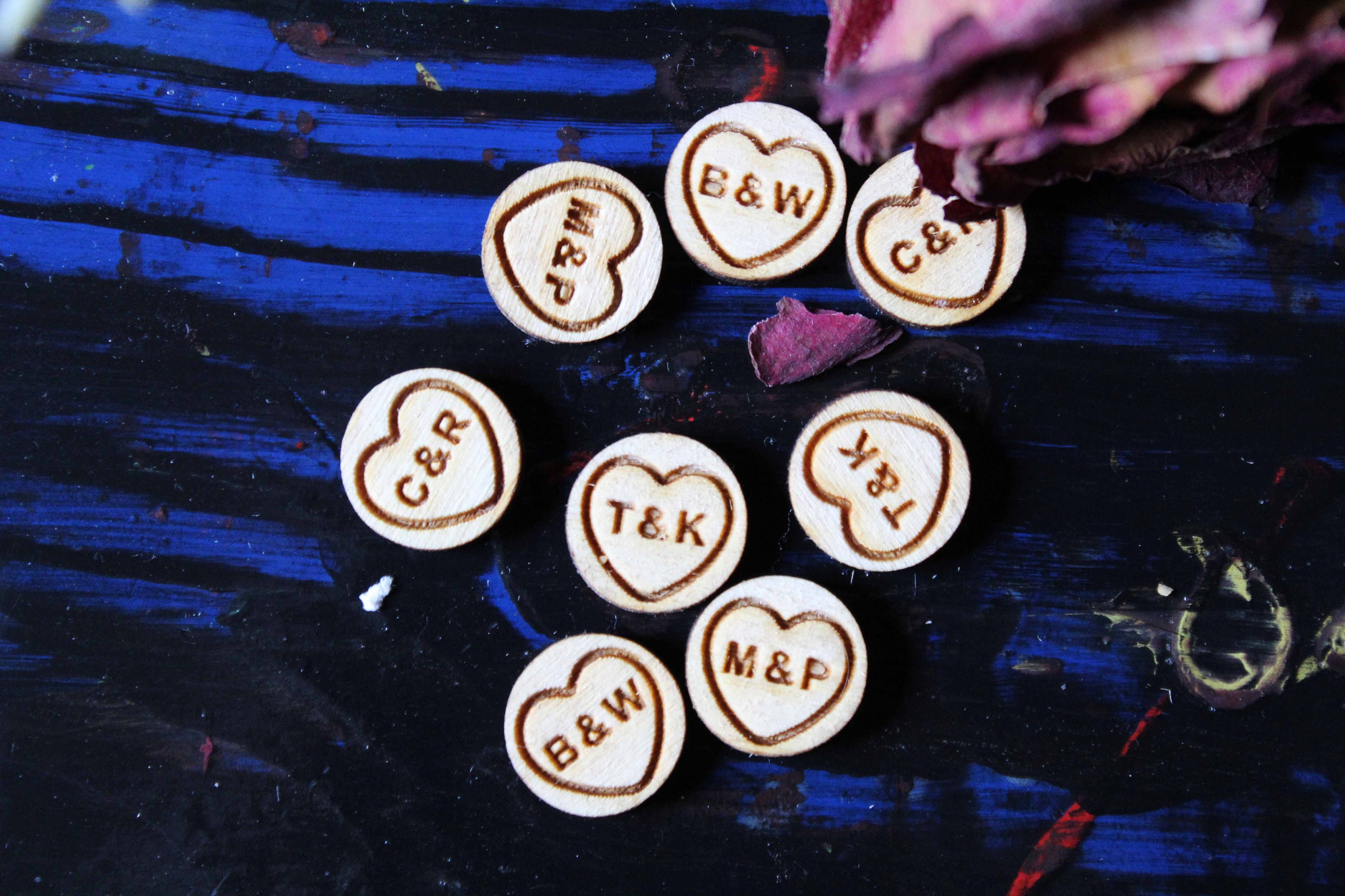 Personalised Wooden Wedding Table Confetti Add Initials Rustic - Etsy