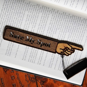 Wooden Bookmark Save My Spot Finger Pointing Rustic Handmade Wood ...