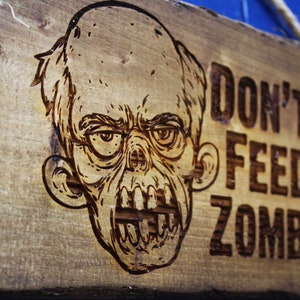 Dont Feed the Zombies Wooden Sign Monster Scary Rustic Halloween Scary ...