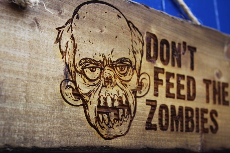 Dont Feed the Zombies Wooden Sign Monster Scary Rustic Halloween Scary ...