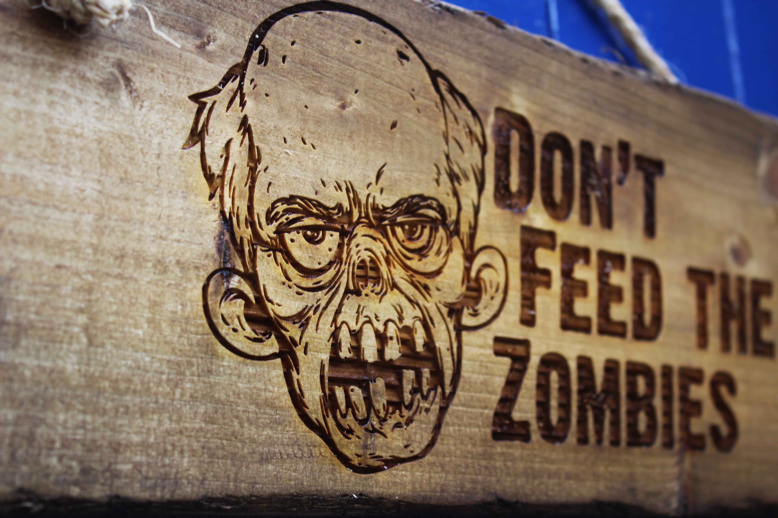 Dont Feed the Zombies Wooden Sign Monster Scary Rustic Halloween Scary ...