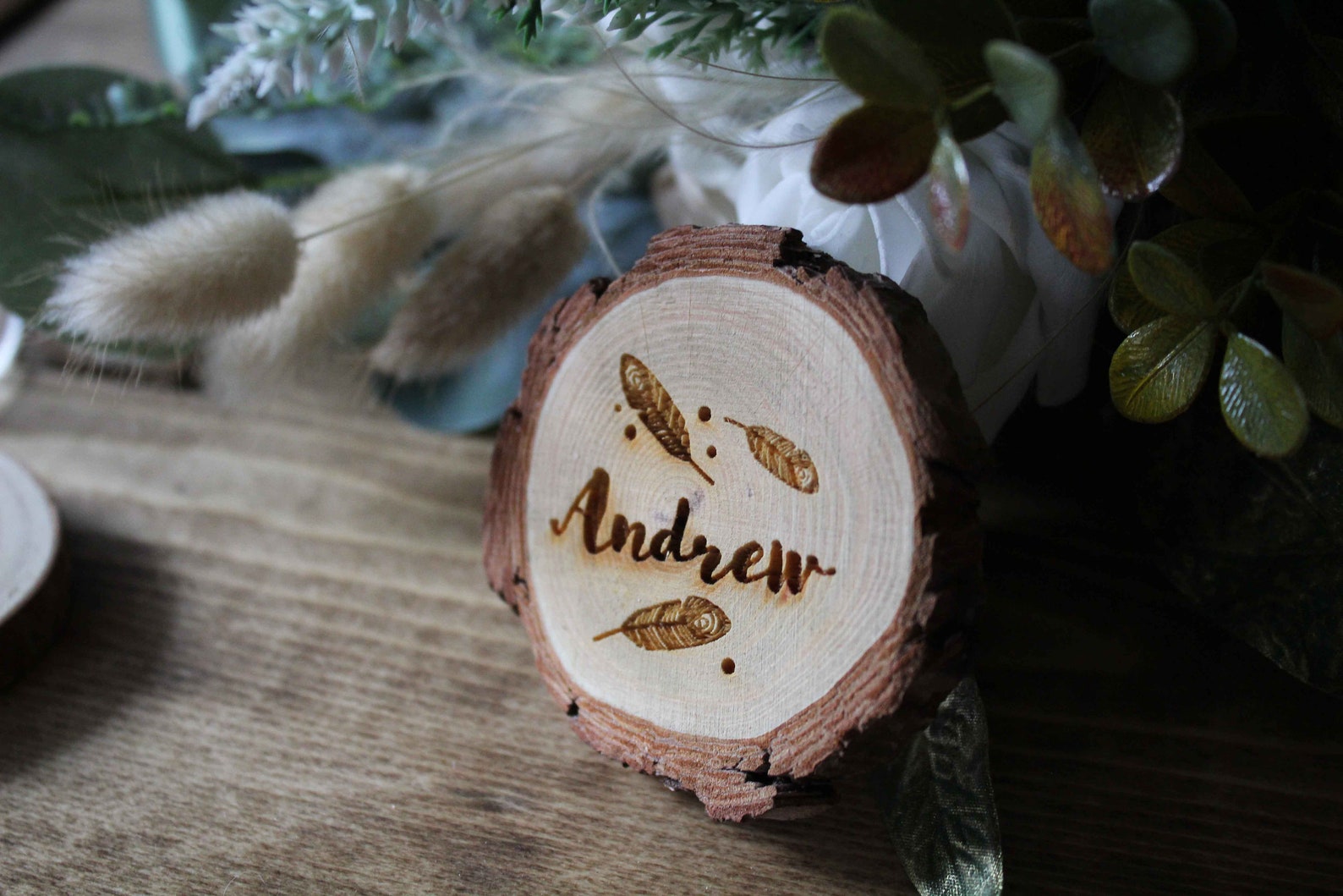 10 X Rustic Log Slice Place Names Personalised Engraved Burned - Etsy UK