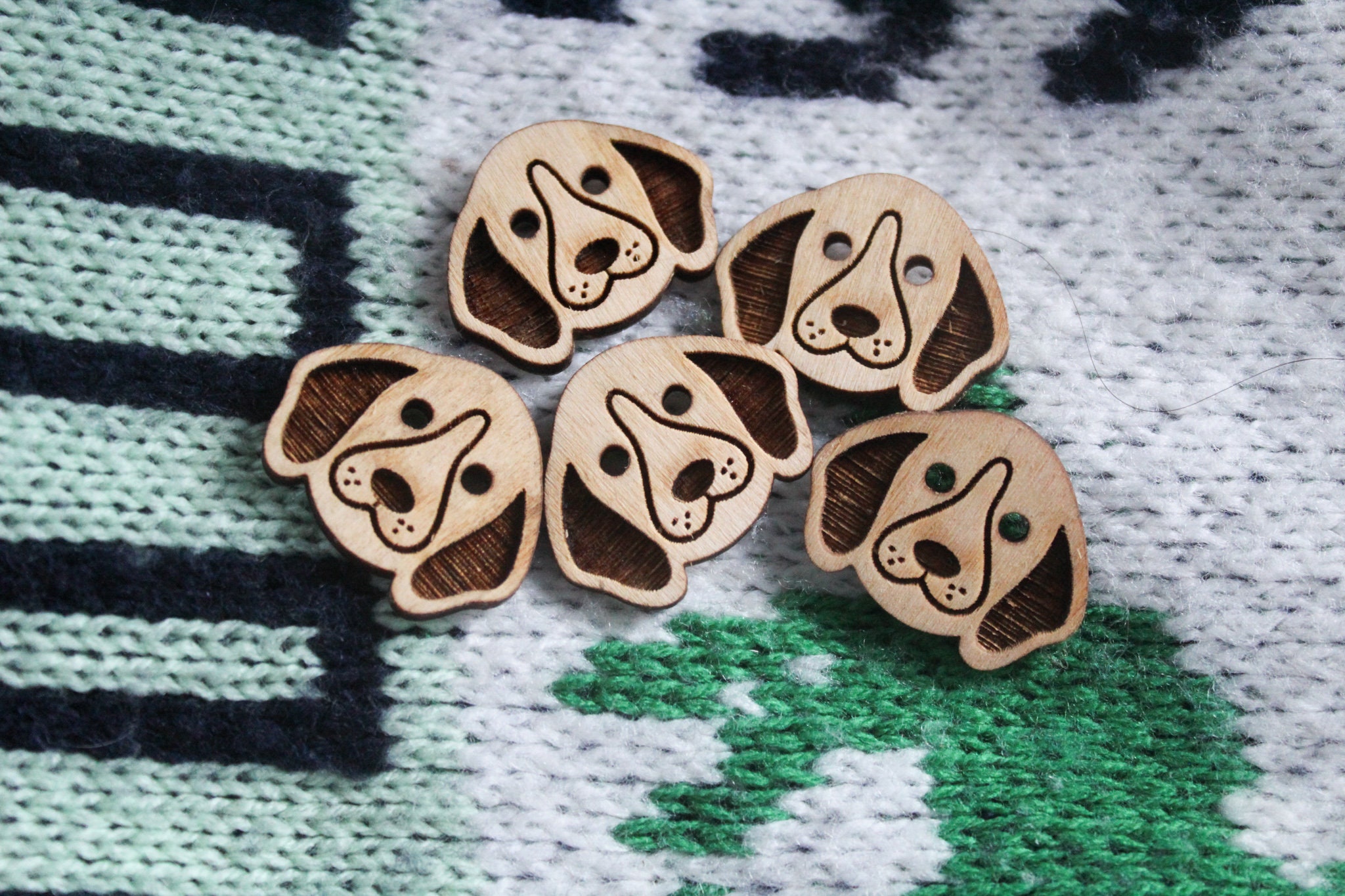 Dog Wooden Buttons Kids Wood Nature Buttons Pet Head Rustic Novelty ...