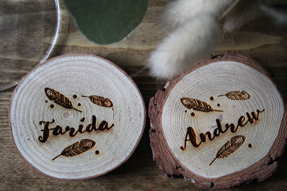 10 X Rustic Log Slice Place Names Personalised Engraved Burned - Etsy UK