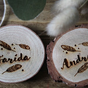 10 X Rustic Log Slice Place Names Personalised Engraved Burned Settings ...