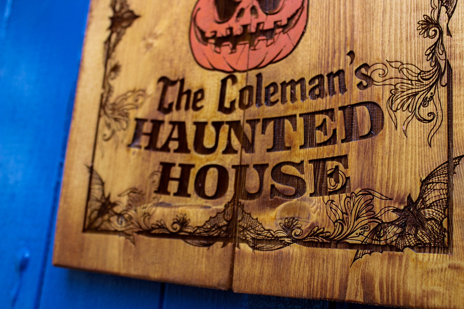 Personalised Haunted House Wooden Sign Halloween Family Name | Etsy