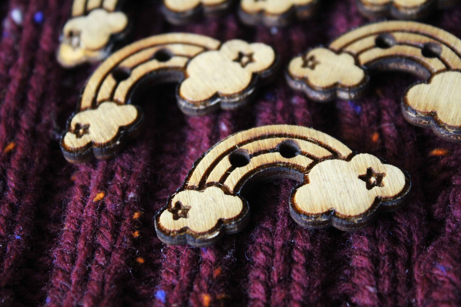 Wooden Rainbow Buttons Wood Crafts Log Slice Fun Button Flair Handmade ...