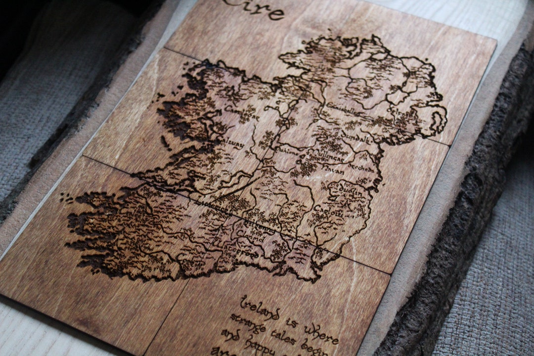 Irish Vintage Map Wooden Coasters Northern Ireland Wood Burning ...