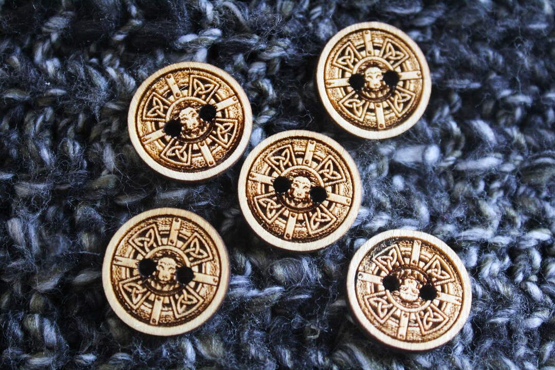 Celtic Shield Wooden Lion Norse Buttons Wood Nature Buttons Rustic ...