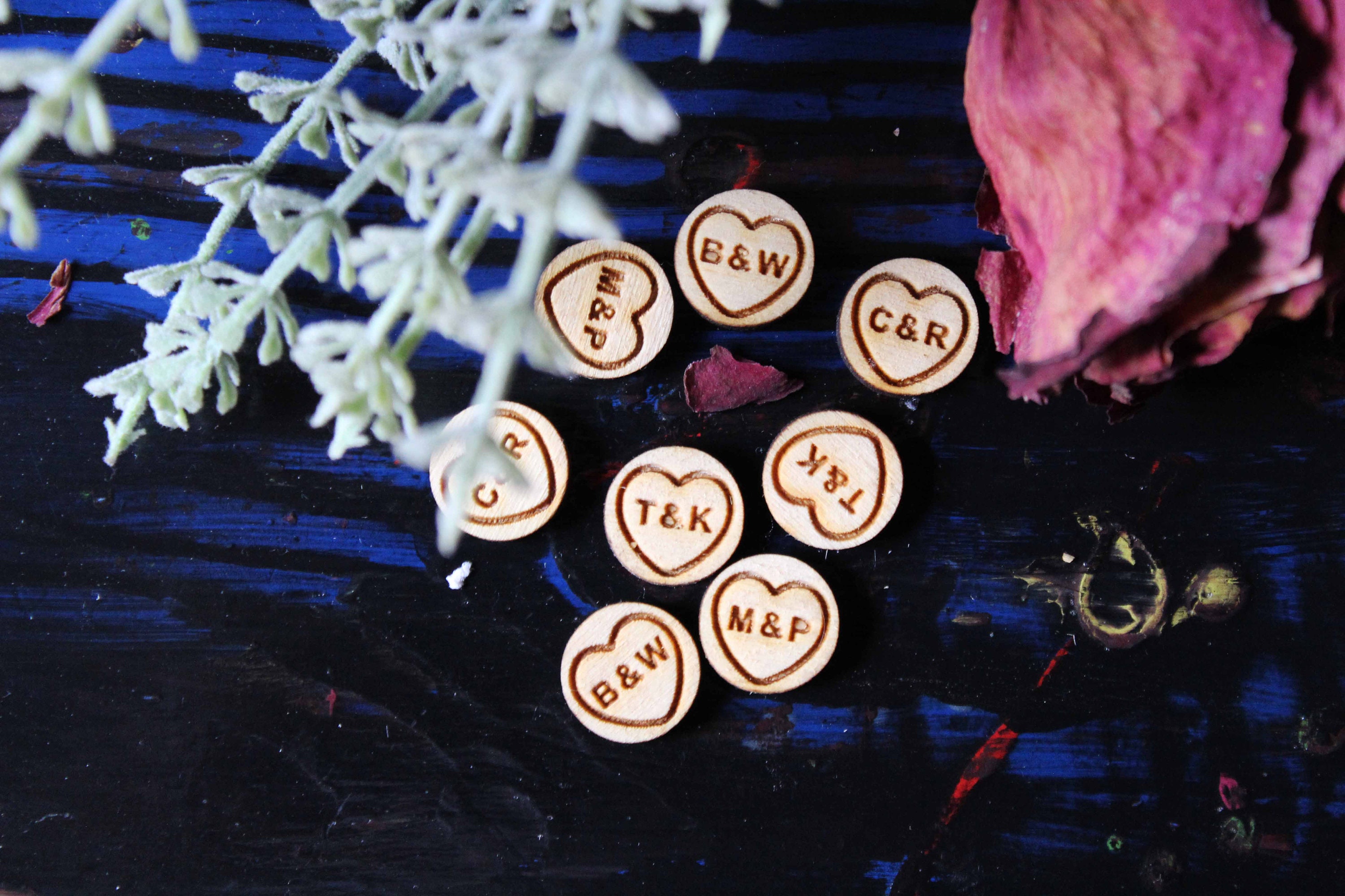 Personalised Wooden Wedding Table Confetti Add Initials Rustic - Etsy