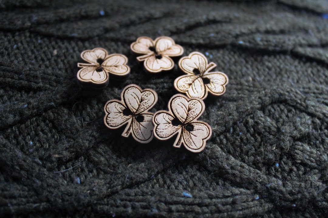Shamrock Wooden Buttons Irish Wood Nature Button Clover Lucky St ...