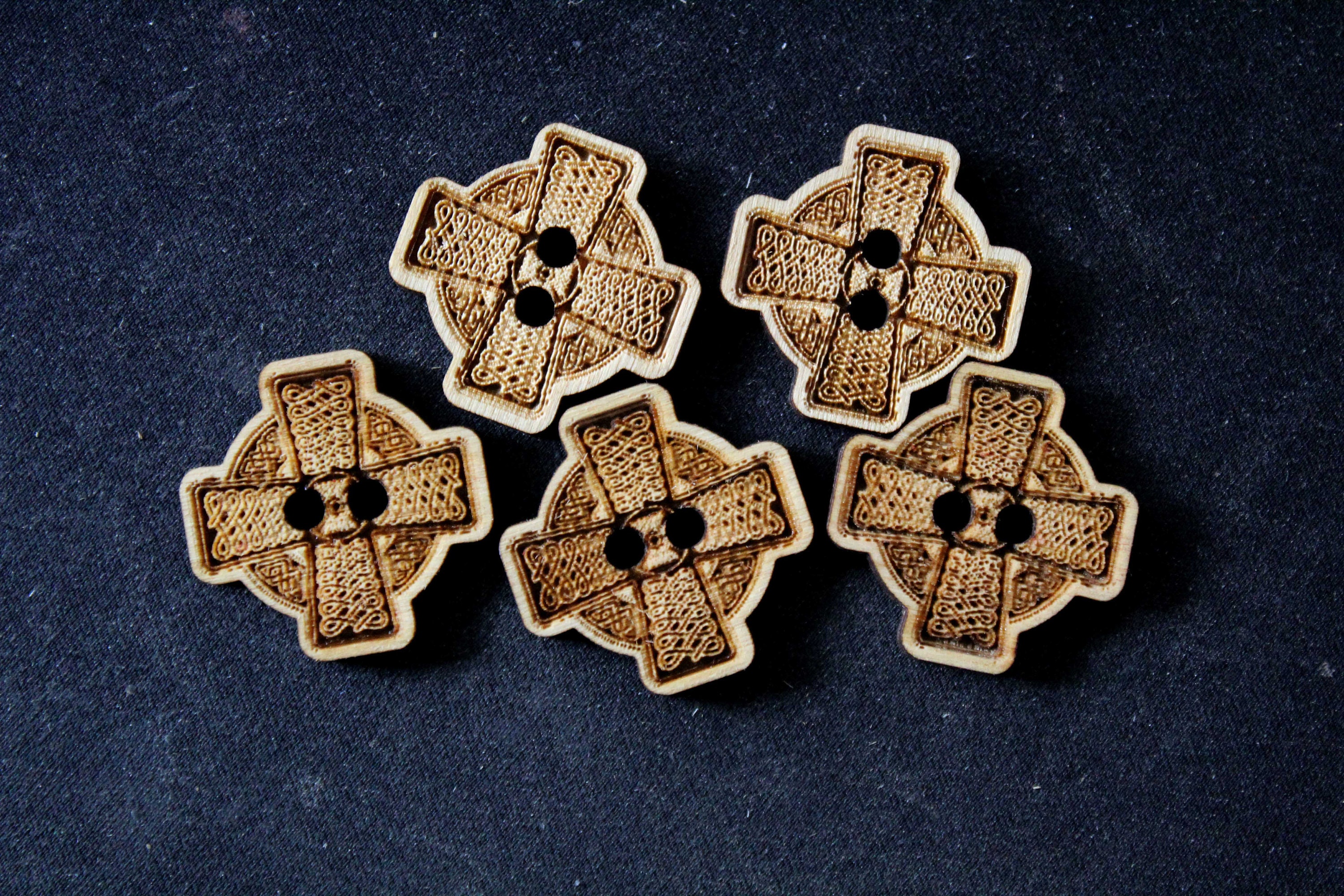 Celtic cross wooden buttons Wood crafts irish design Button | Etsy