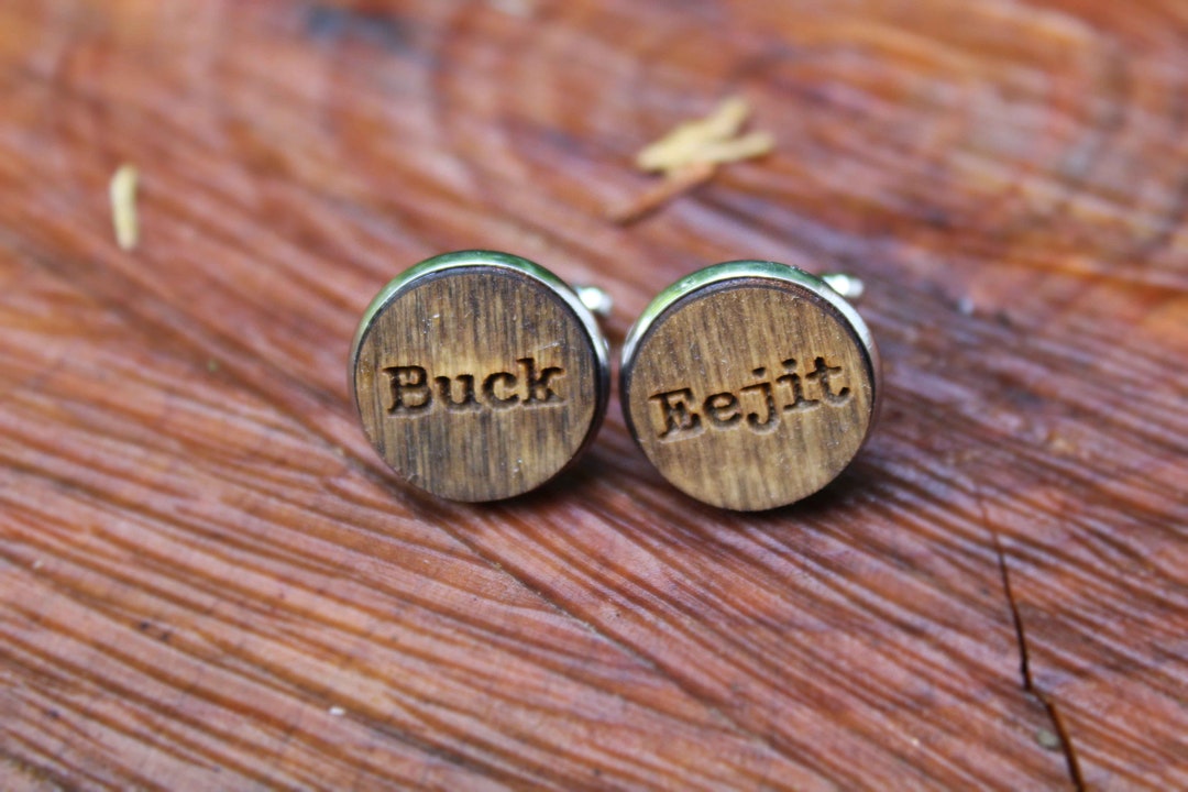 Buck Eejit Cufflinks Wood Handmade Laser Engraved Unique Unusual Rustic ...
