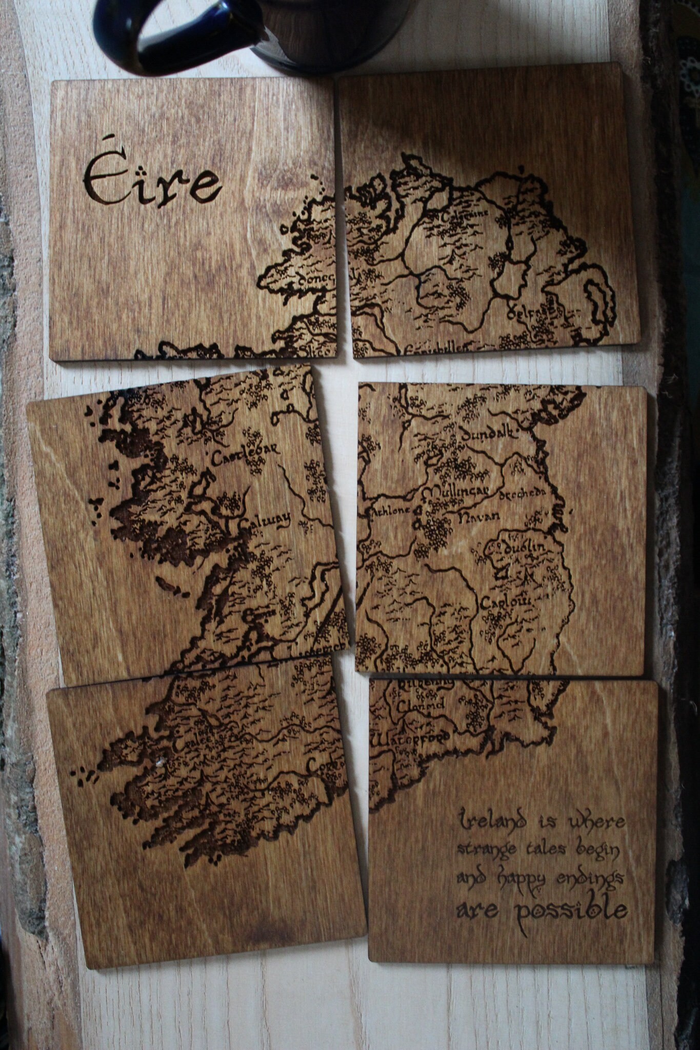 Irish Vintage Map Wooden Coasters Northern Ireland Wood - Etsy UK