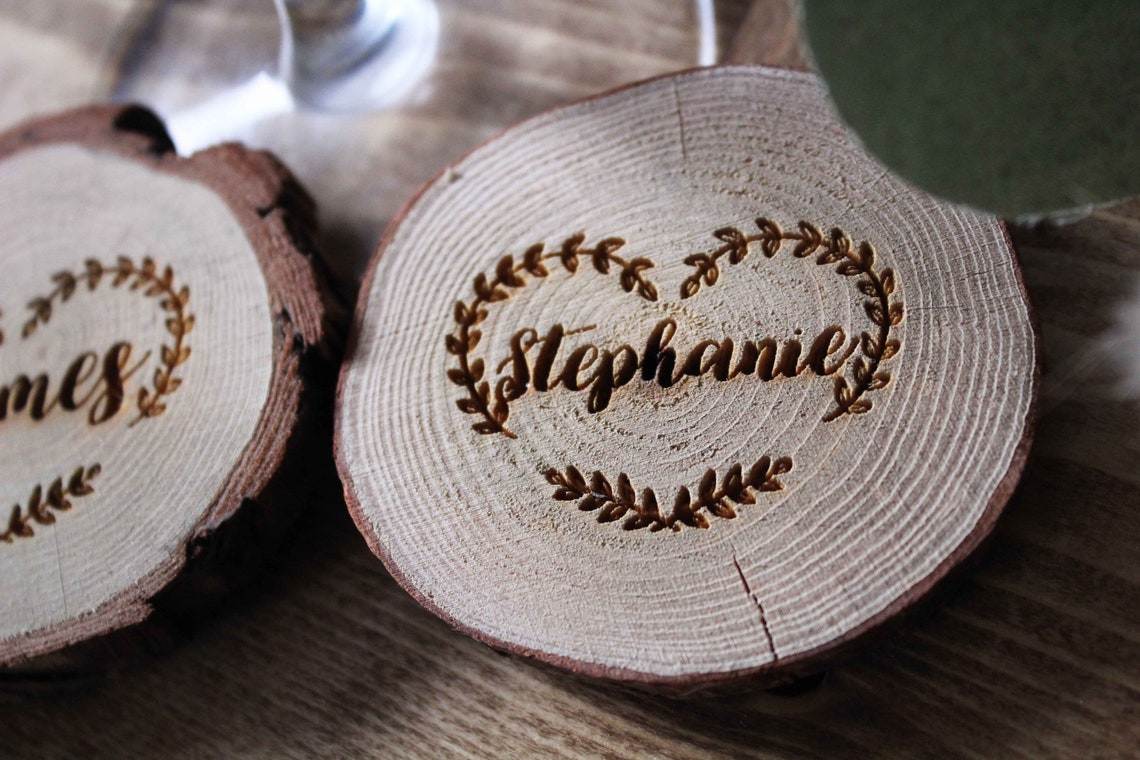 10 X Rustic Log Slice Place Names Personalised Engraved Burned - Etsy UK