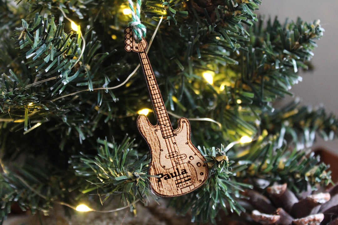 Personalised Bass Guitar Christmas Ornament Musician Instrument Wood ...