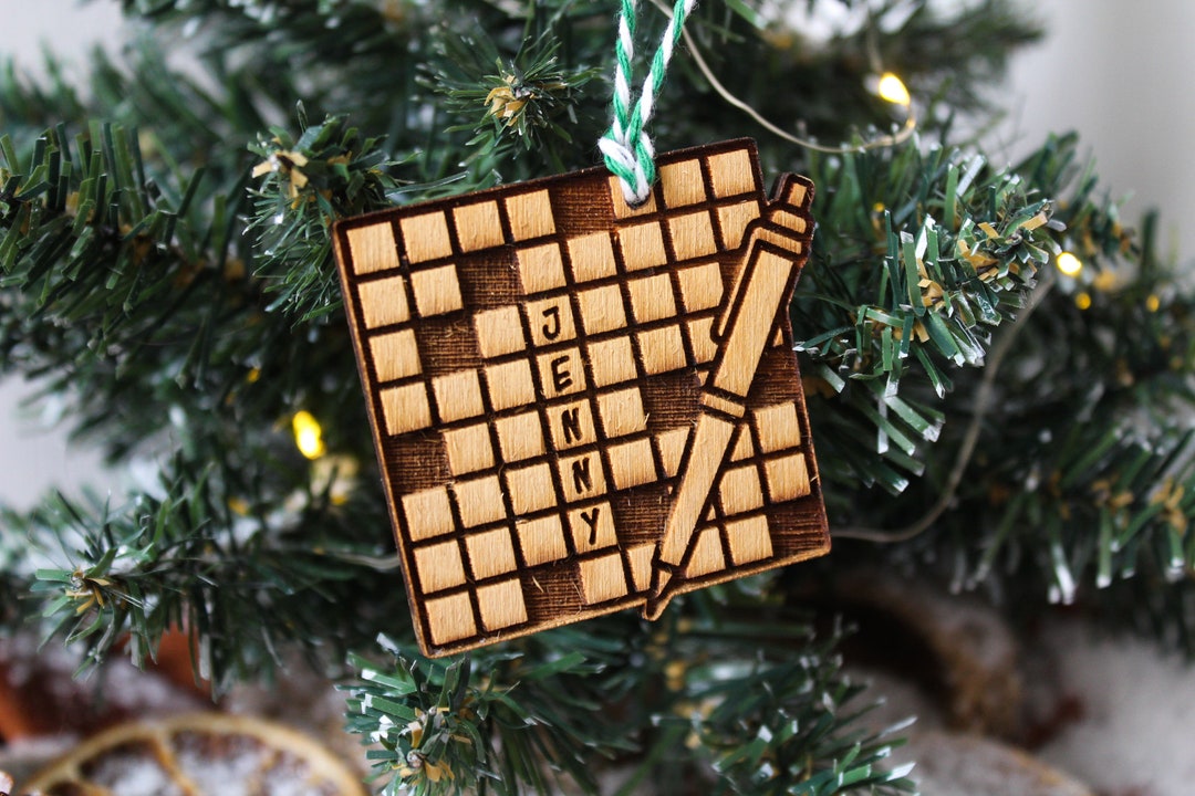 Personalised Crossword Lover Christmas Ornament Puzzle Wood Custom ...