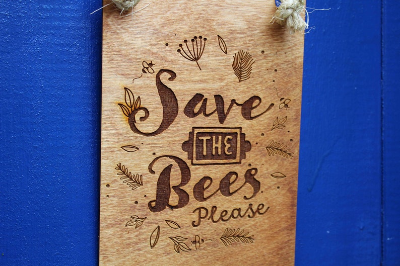 Save the Bees Wooden Sign Nature Lover Bee Earth Kitchen Rustic Sign ...