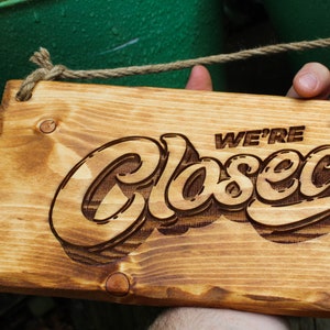 Rustic Wooden Open Closed Sign Double Sided Burned on Wood Sustainable ...