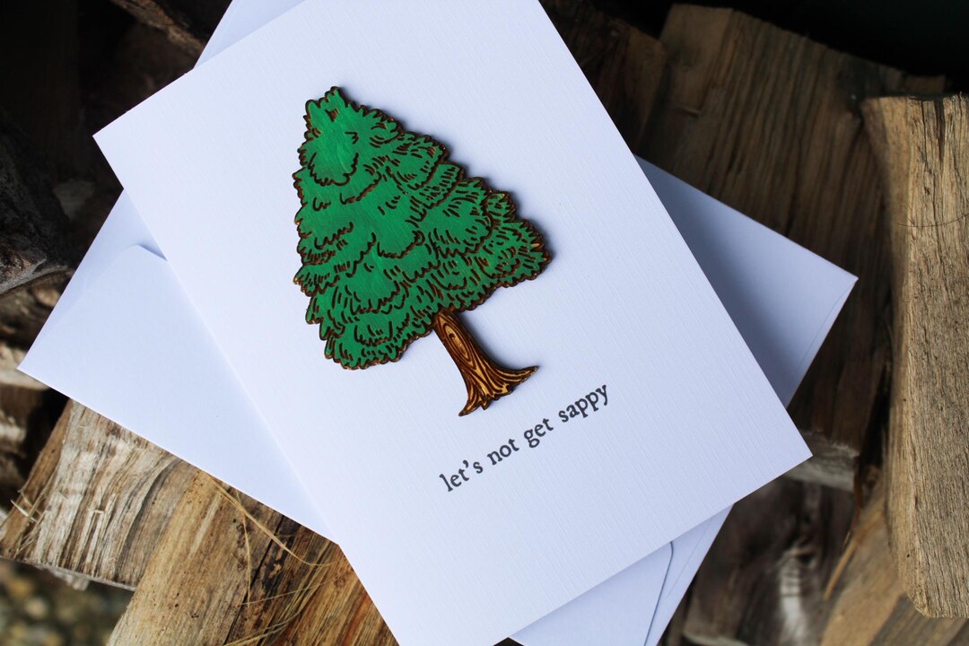 Let's Not Get Sappy Card Wooden Ornament Valentines Day Wood Handmade ...