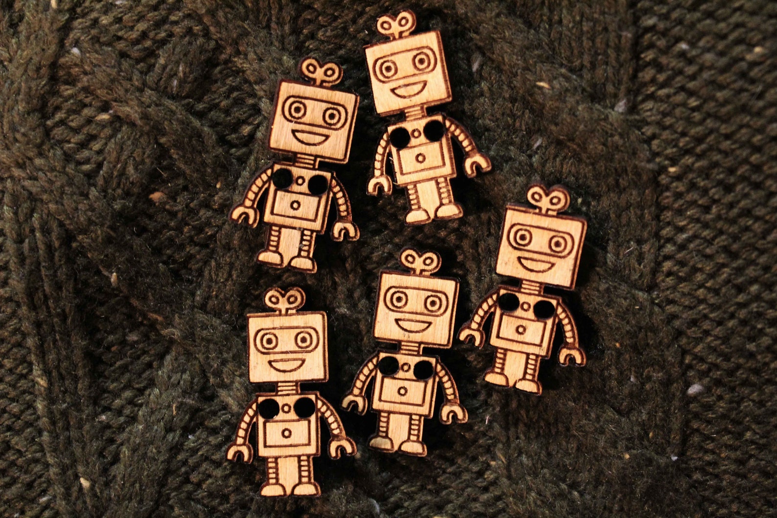 Wooden Robot Buttons Wood Crafts Fun Button Flair Handmade - Etsy