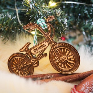 Personalised BMX Bike Christmas Ornament Wood Custom Bauble Laser ...