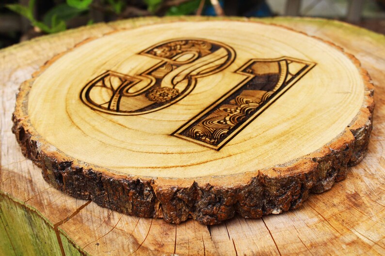 Large Decorative House Number Log Slice Rustic Handmade Wood | Etsy