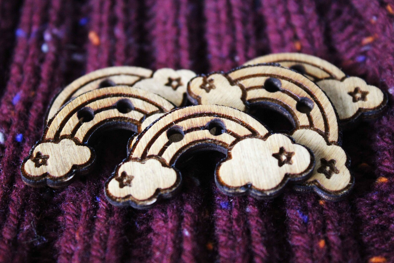 Wooden Rainbow Buttons Wood Crafts Log Slice Fun Button Flair Handmade ...