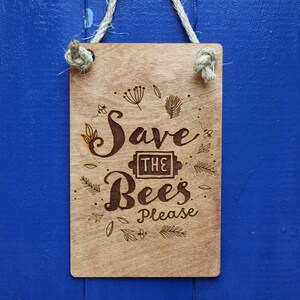 Save the Bees Wooden Sign Nature Lover Bee Earth Kitchen Rustic Sign ...