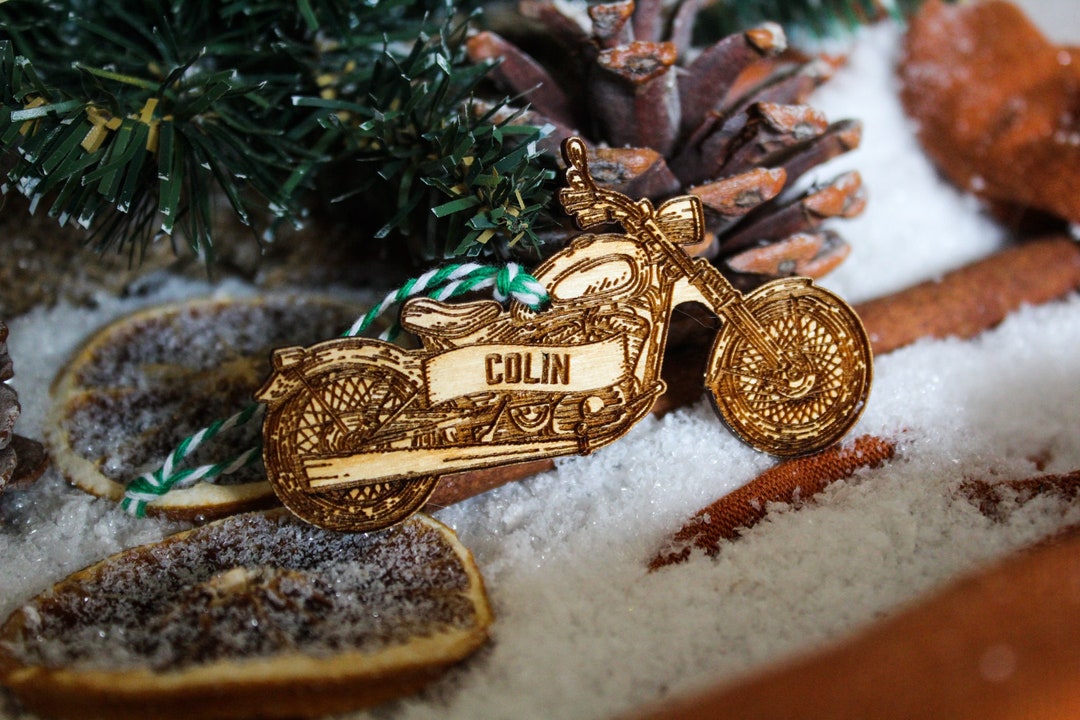 Personalised Motorcycle Christmas Ornament Chopper Motorbike Wood ...