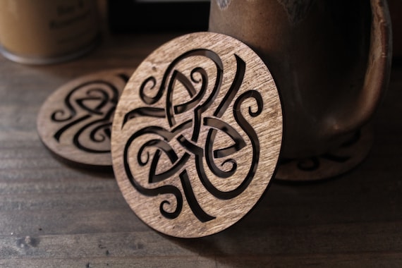 Celtic Design Wooden Coasters Irish Symbols Gift Tree of Life | Etsy