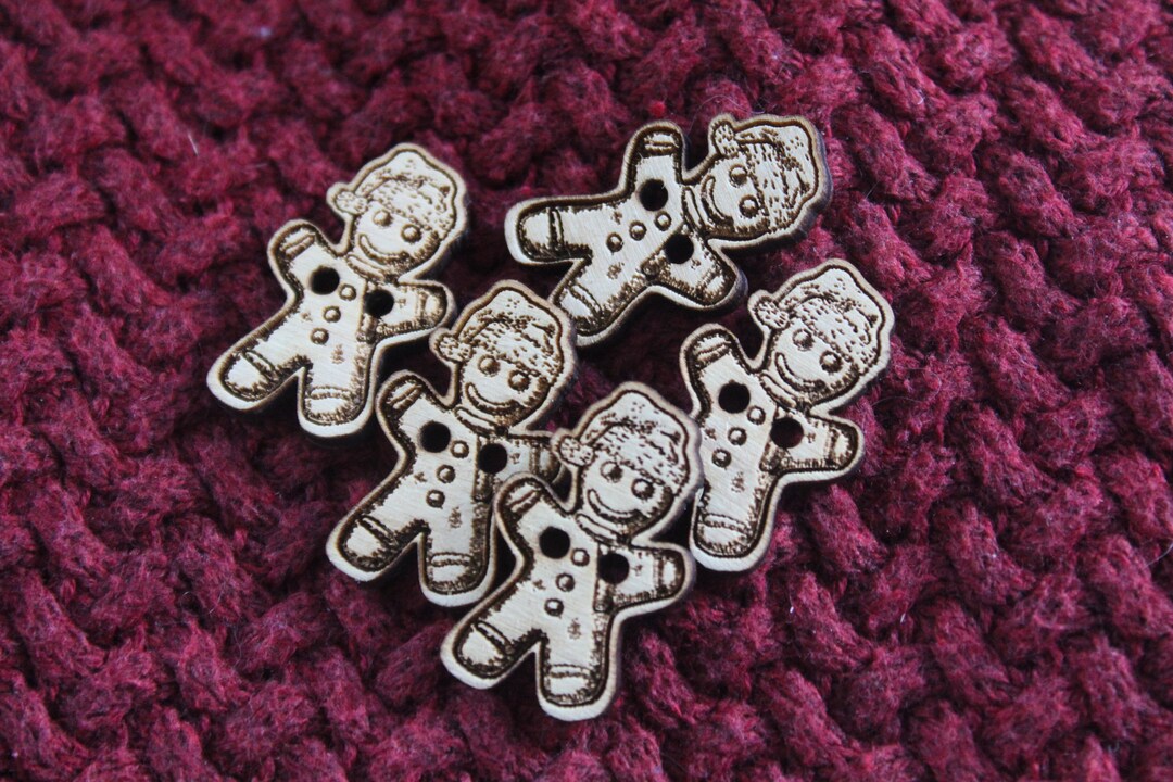 Gingerbread Man Wooden Buttons Kids Wood Christmas Buttons Rustic ...