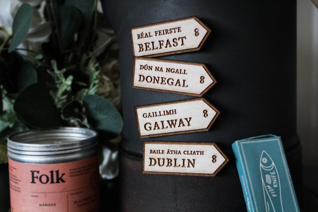 Irish Road Sign Wooden Fridge Magnets Gift Location Road Sign Gaelic ...