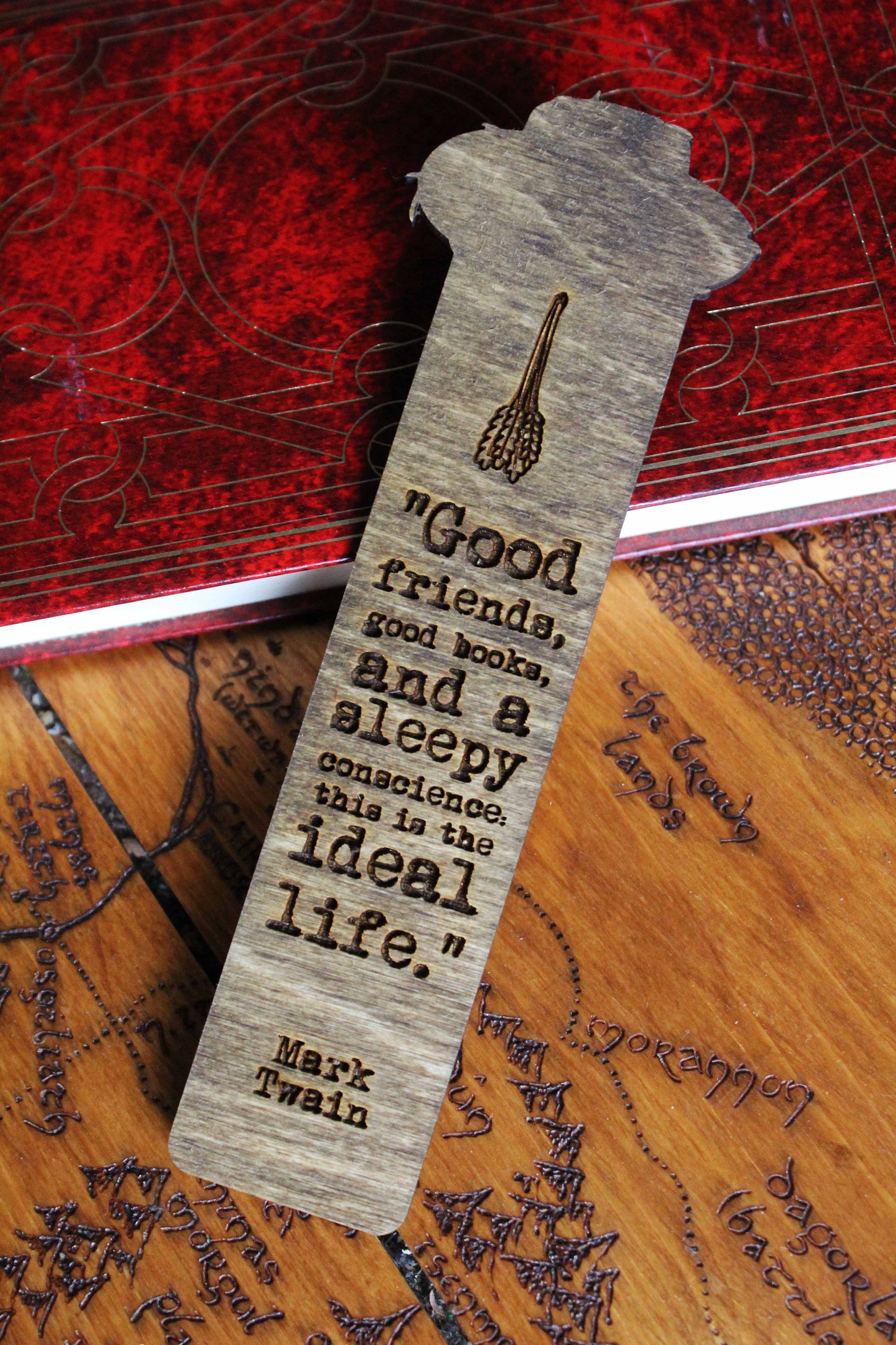 Mark Twain Bookmark Wooden Rustic Handmade Wood Burning Book Lover ...