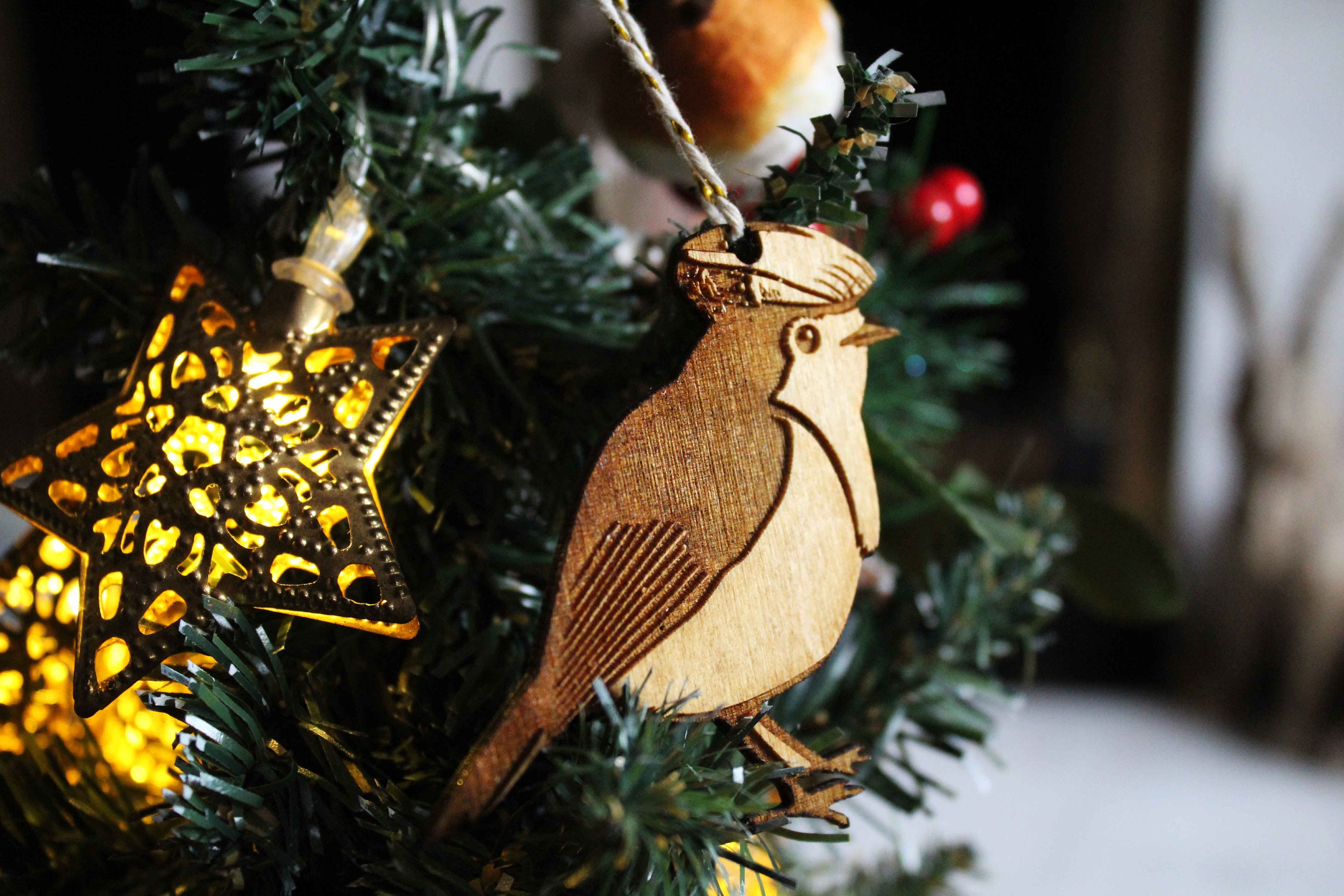 Cute Robin Wooden Christmas Ornament Bauble With Cap Hat Quote - Etsy