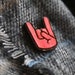 Rock Hand Wooden Pin Badge Music Lover Rocker Rock N Roll Funny Pin ...
