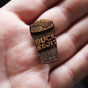 Buck Eejit Wooden Pin Badge Wood Gift Fan Flair Handmade Pyrography ...